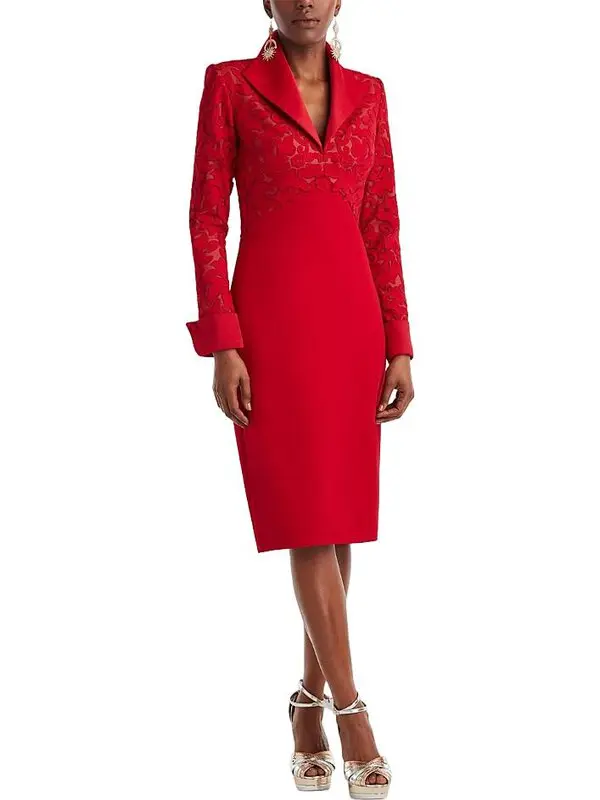 Tadashi Shoji Rovet Collar Dress - Red