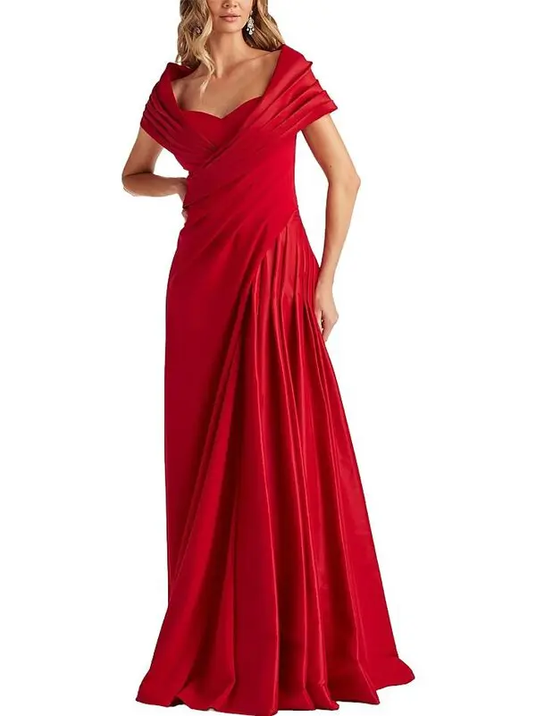 Tadashi Shoji Milica Draped Gown - Cherry