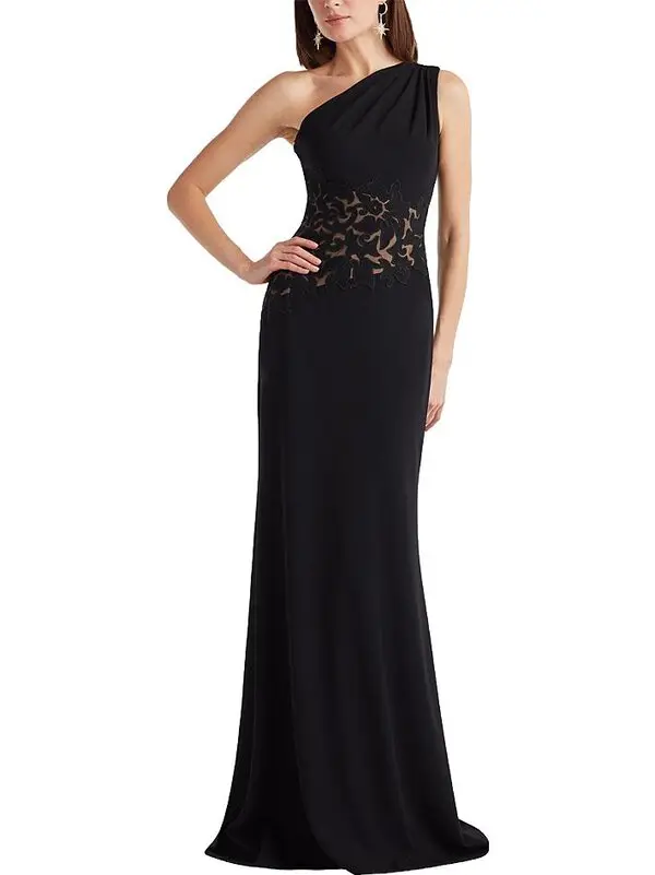 Tadashi Shoji Verrier One-shoulder Gown - Black/nude