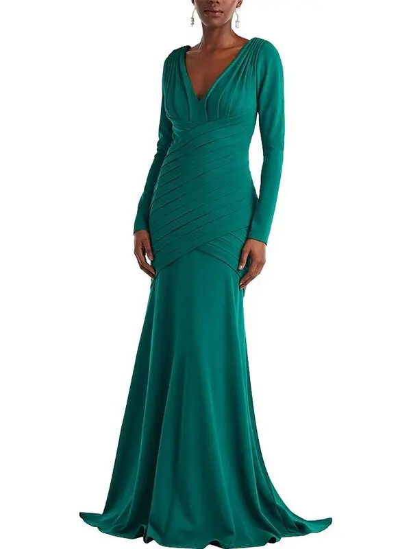 Tadashi Shoji Keris Shutter-pleated Gown - Green