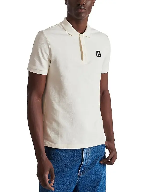 Balmain Logo Polo Shirt - White/black