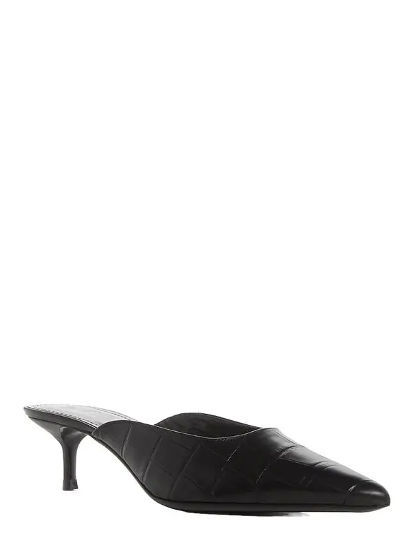 Staud Sebastian Mule Pumps - Black Croc