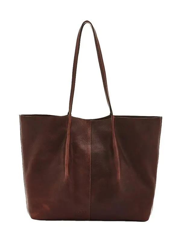 Il Bisonte Nina Large Pleated Leather Tote - Coffee