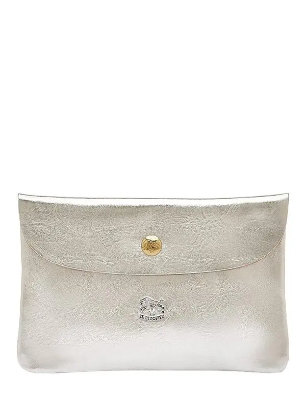 Il Bisonte Manuela Leather Coin Purse - Silver