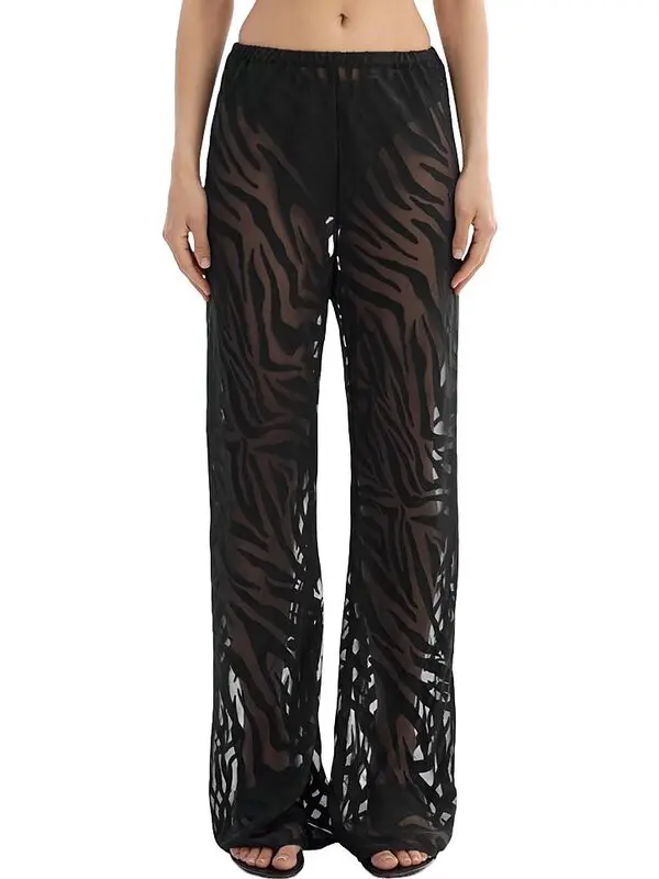 LAMARQUE Sheer Zebra Pattern Pants - Black Zebra
