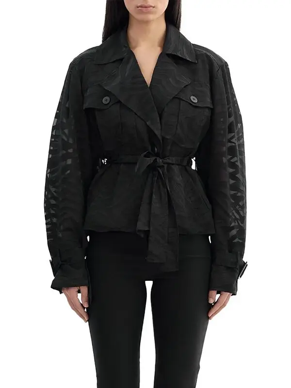 LAMARQUE Oversized Belted Jacket - Black Zebra