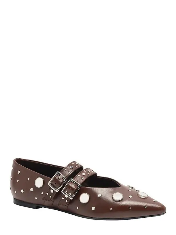 Free People Hall Of Mirrors Mary Jane Flats - Espresso Leather