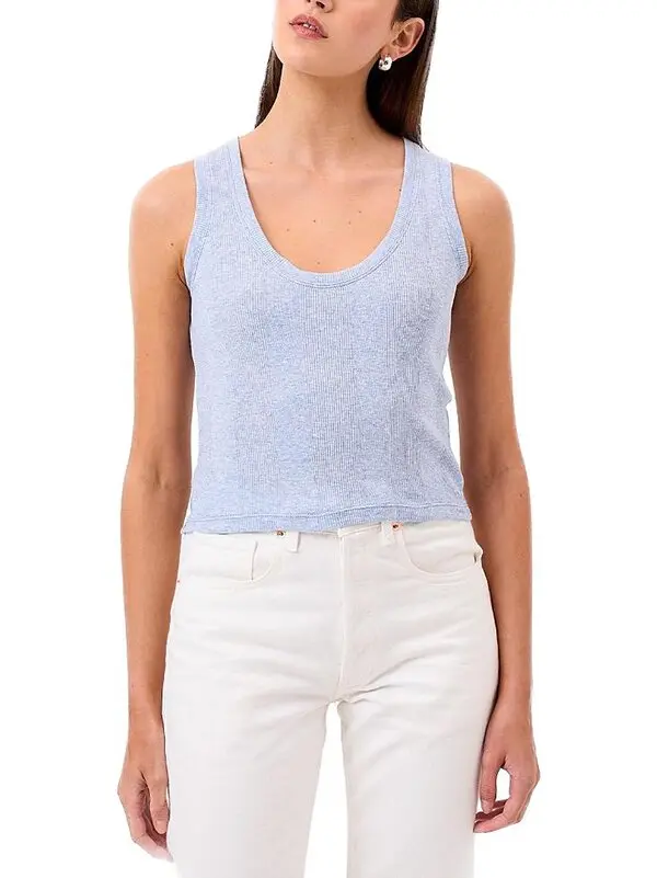 GOLDIE LEWINTER Variegated Rib Crop Tank Top - Blue Heather