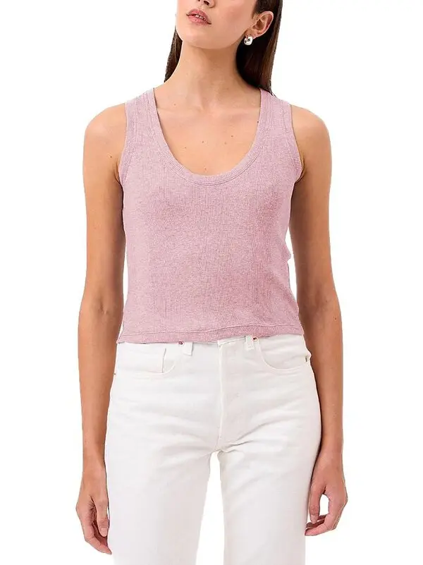GOLDIE LEWINTER Variegated Rib Crop Tank Top - Rose