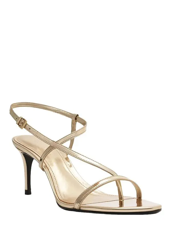 Schutz Azure Metallic High Heel Sandals - Platina