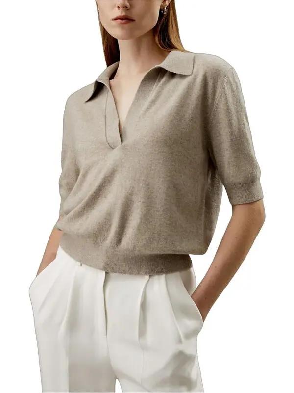 Lilysilk Merino Wool Polo - Camel