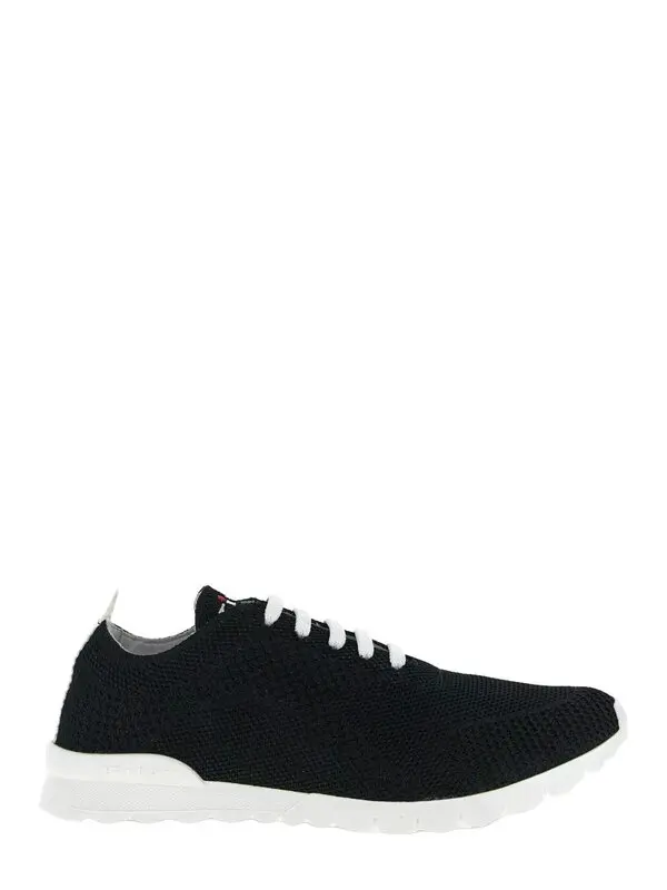 Kiton Knit Sneakers With Logo Embroidery - Black