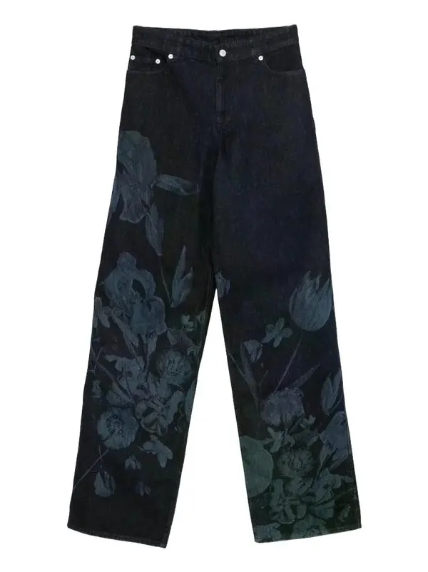Erdem Floral-print Straight-leg Jeans - Blue