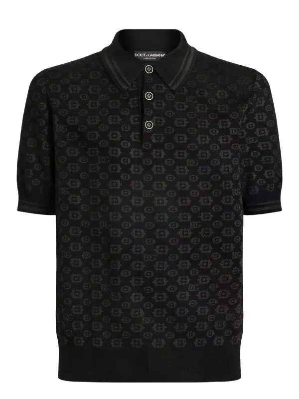 Dolce & Gabbana Geometric-pattern Polo Shirt - Black