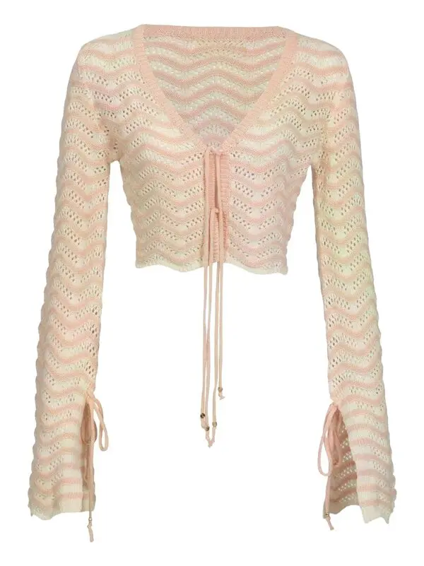 BANANHOT Knitted Tie-fastening Top - Pink