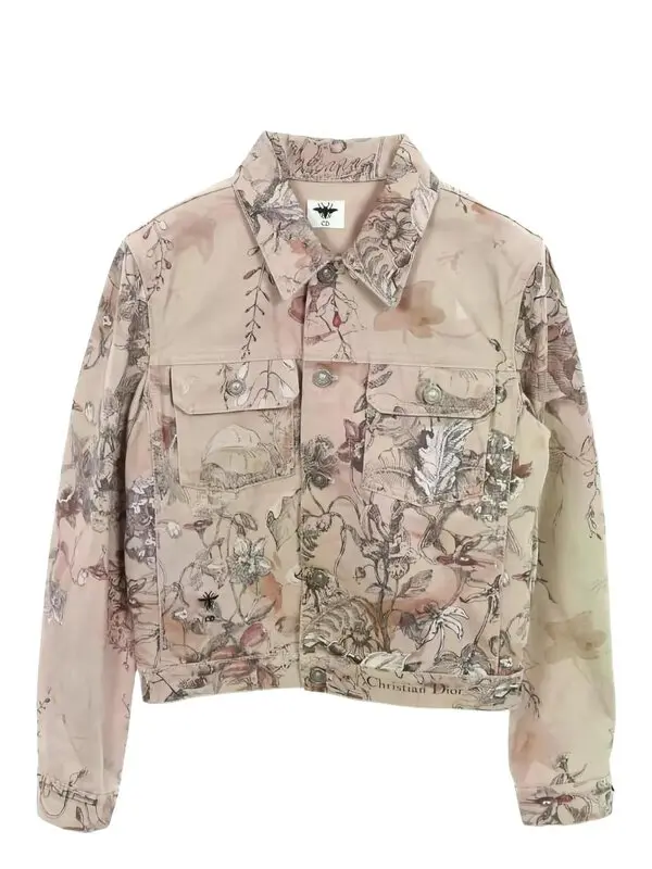 Dior 2010s Embroidery Floral Denim Jacket - Neutrals