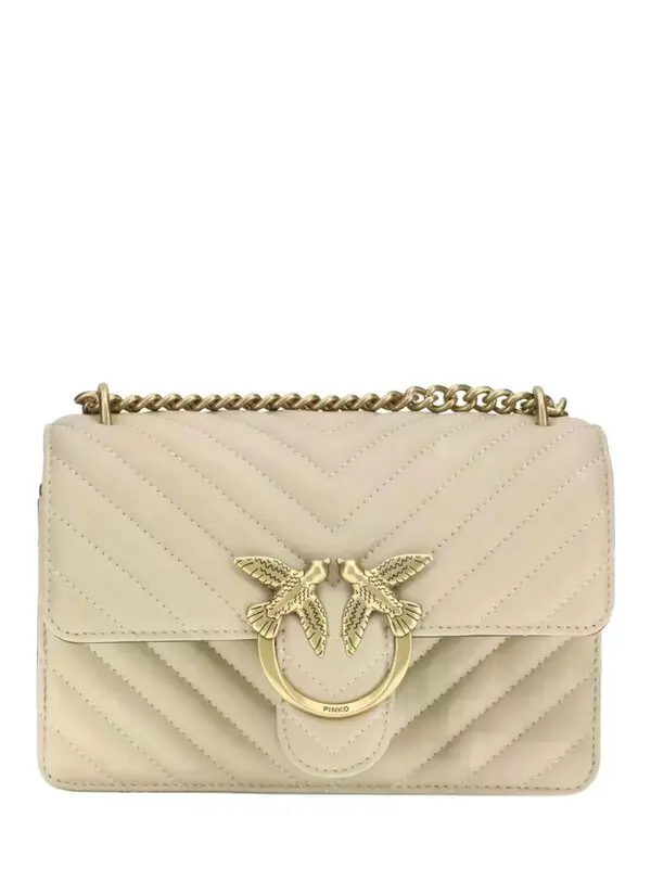 Pinko Love Chevron Chain Shoulder Bag - Neutrals