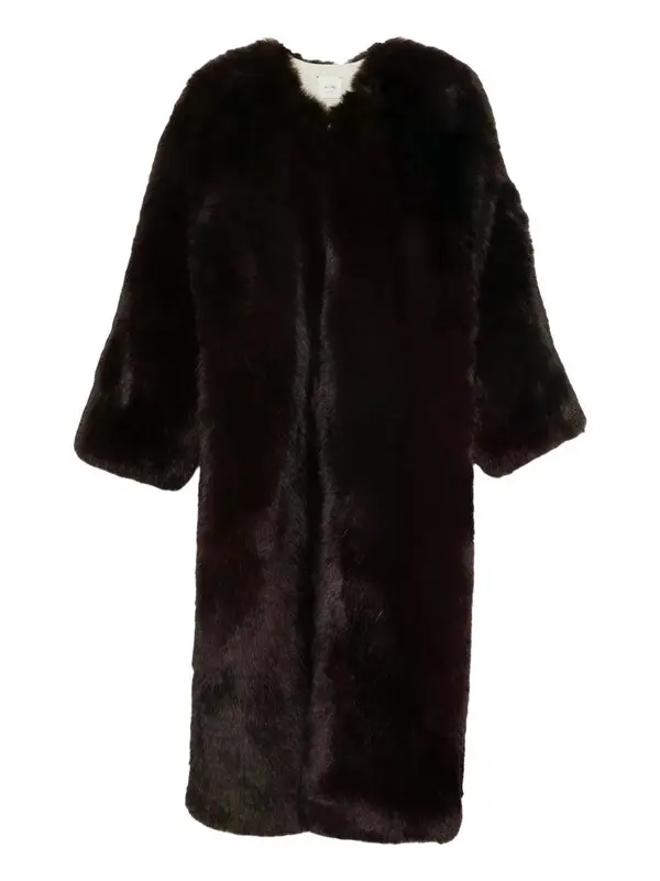 ALYSI Faux Fur Long Coat - Brown