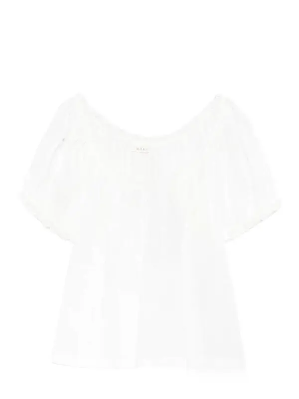 DÔEN Lace-detail Scoop-neck Blouse - White