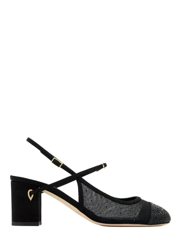 Jennifer Chamandi Mattia Embellished Mesh Pumps - Black