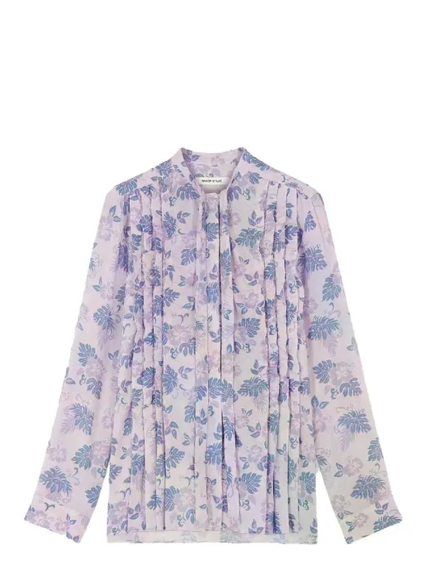 Maison Kitsuné Floral Pussy-bow Top - Purple