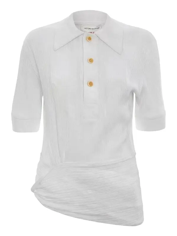 Victoria Beckham Twist Polo Top - White