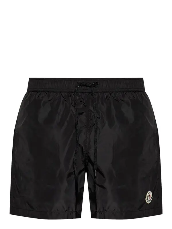 Moncler Swim Shorts With Logo - Black