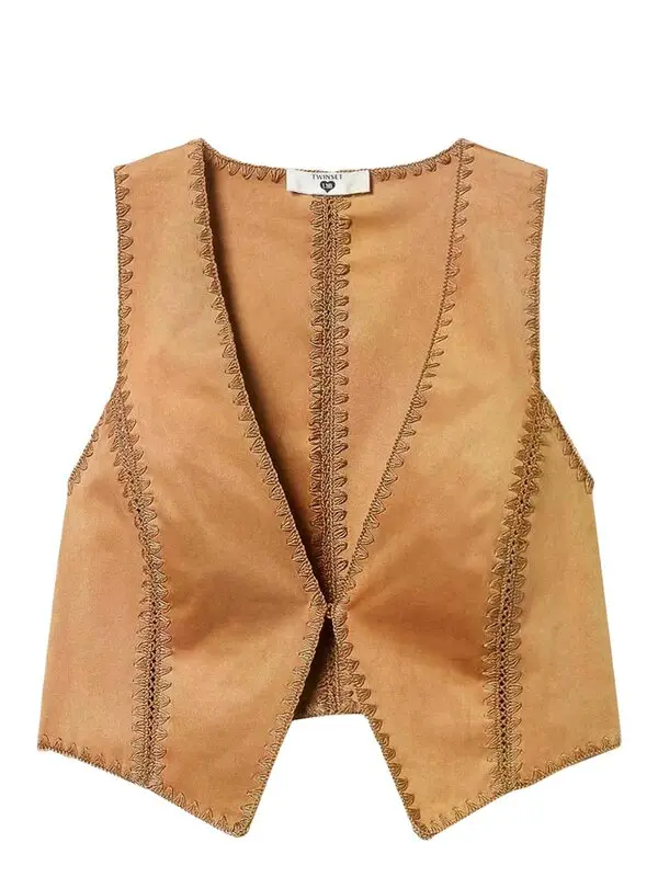 TWINSET Embroidered Waistcoat - Brown