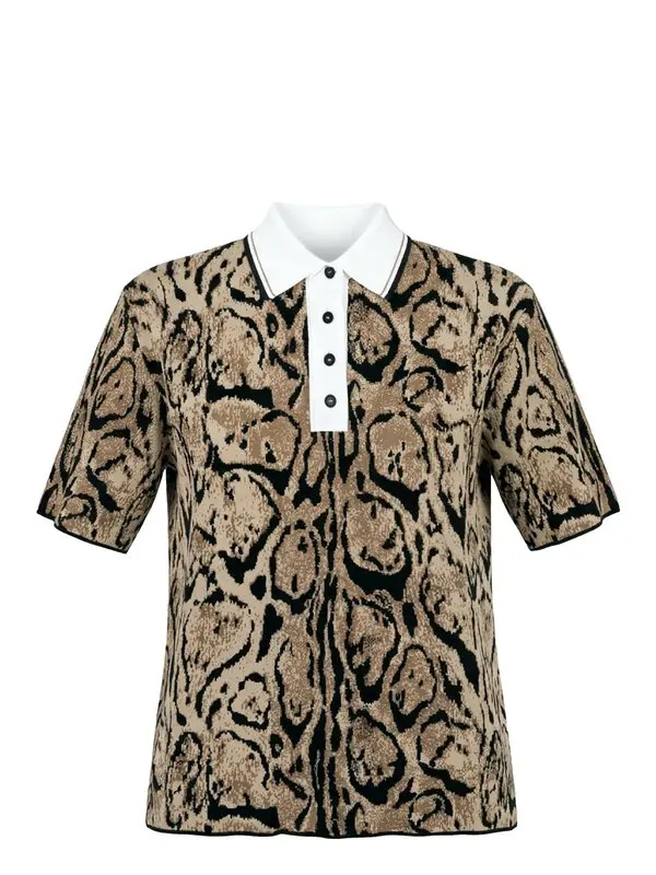 Stella McCartney Polo Shirt With Animal Print - Brown