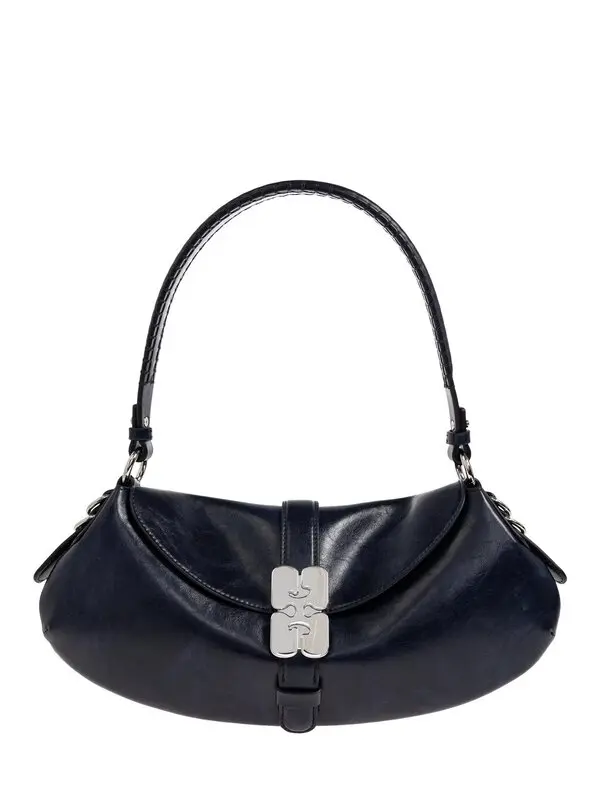 GANNI Eco Leather Shoulder Bag - Black