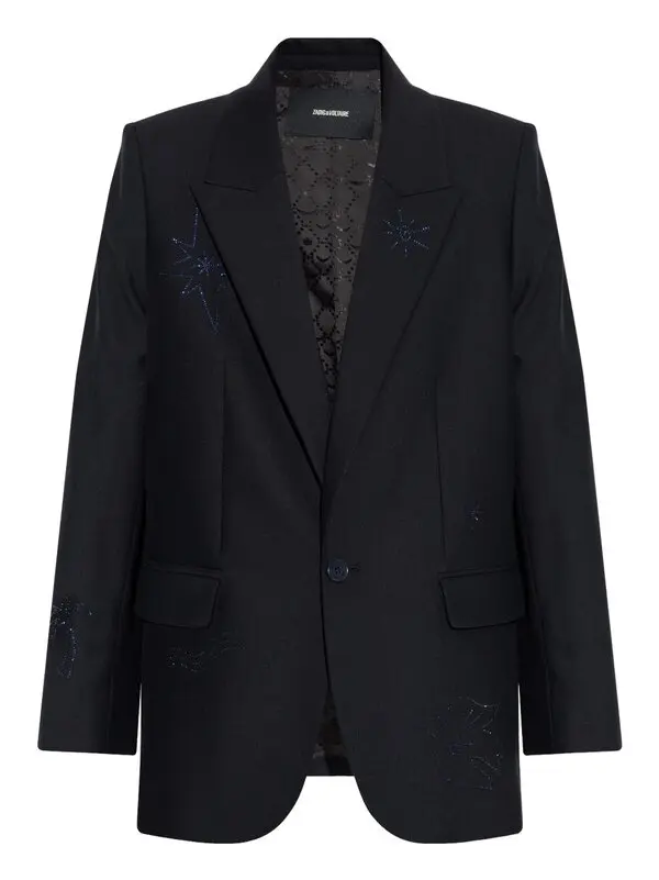 Zadig&Voltaire Blazer With Embroidered Star Motifs - Black
