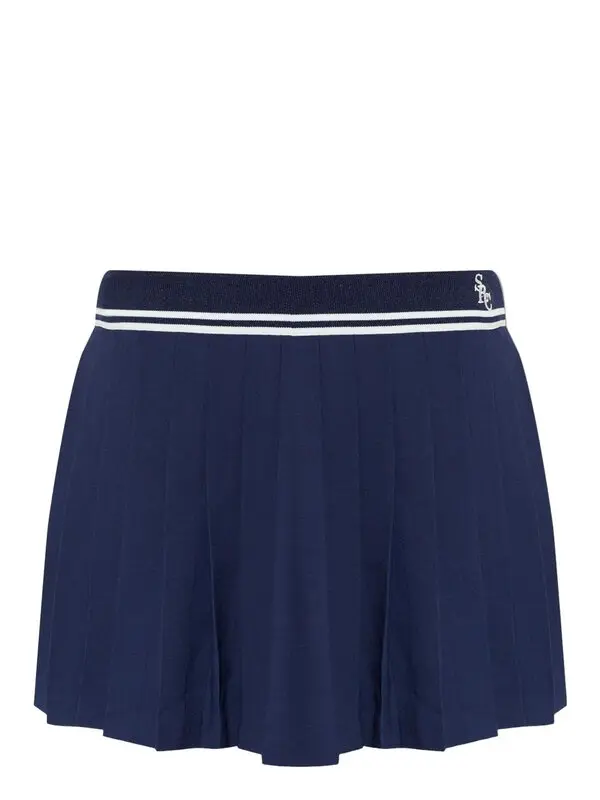 SPORTY & RICH Pleated Mini Skirt - Navy Blue