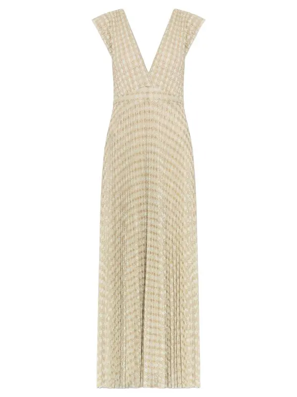 FORTE_FORTE Maxi Dress With Lurex Thread - Cream