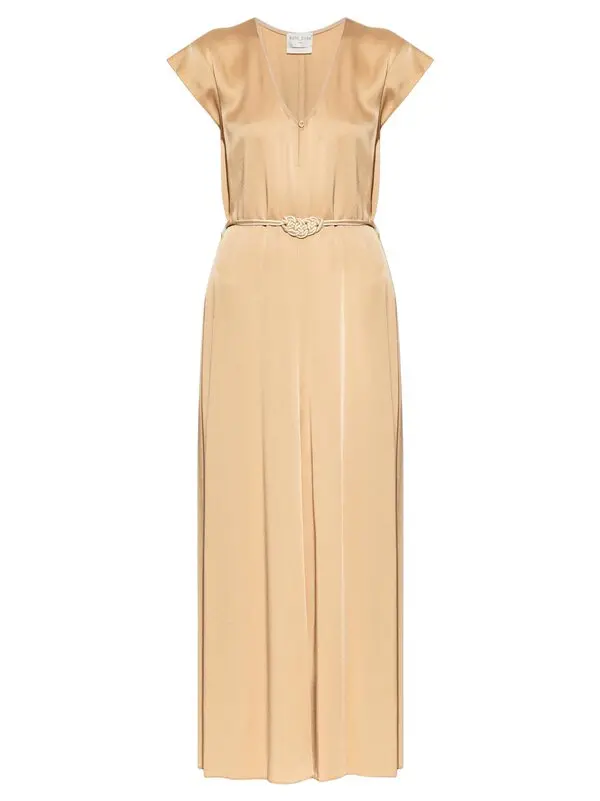 FORTE_FORTE Satin Belted Dress - Beige