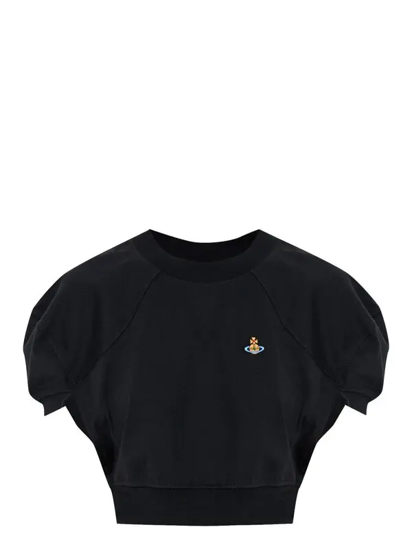 VIVIENNE WESTWOOD Cropped Top With Logo Patch - Black