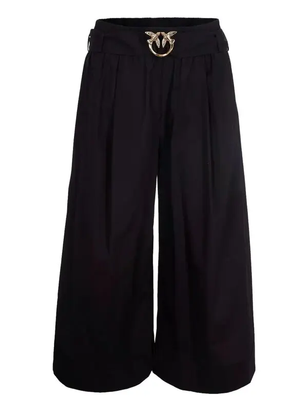 Pinko Logo-buckle Wide Leg Shorts - Black
