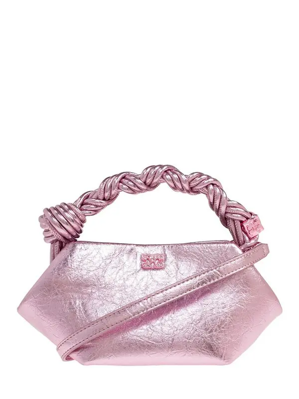 GANNI Eco Leather Handbag With Braided Handle - Pink