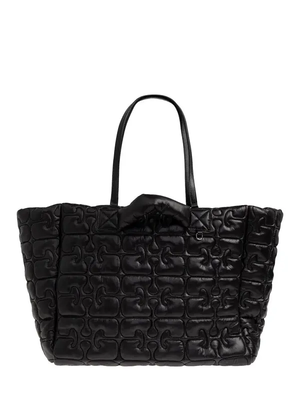 GANNI Quilted Shopper Bag - Black