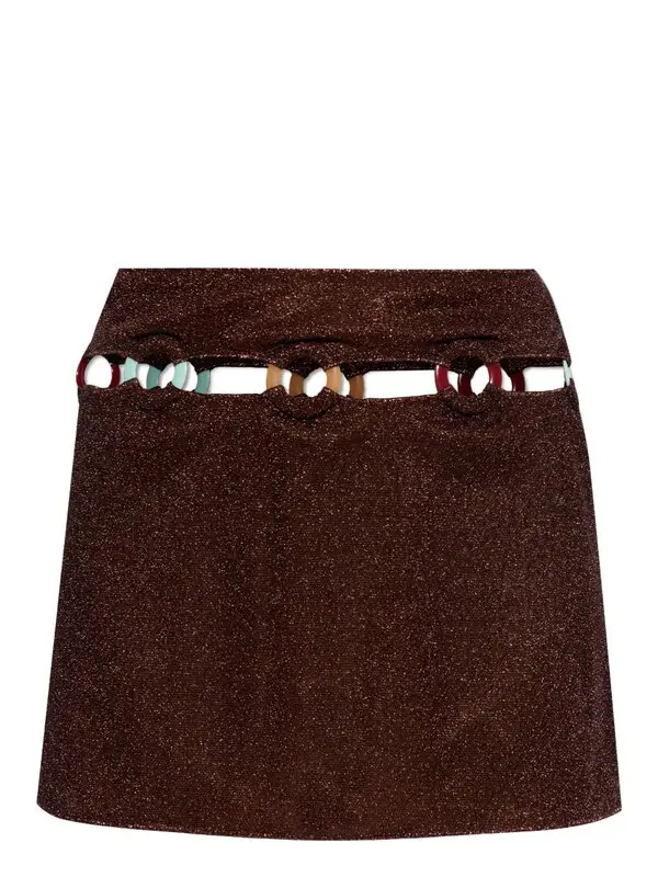 Oseree Mini Skirt With Lurex Thread - Brown