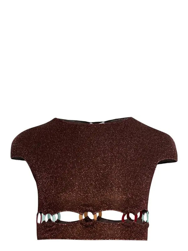 Oseree Lurex Thread Top - Brown