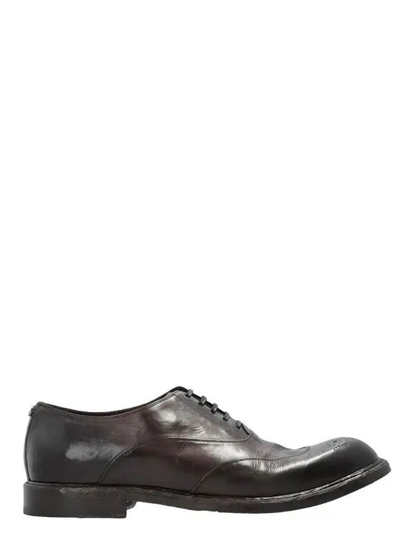 Dolce & Gabbana Leather Oxfords With Vintage Effect - Brown