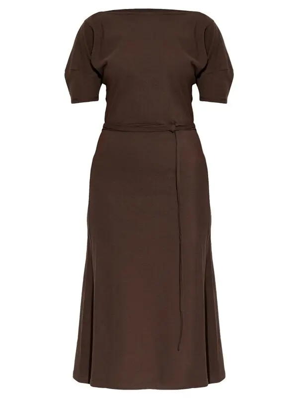 LEMAIRE Cotton Midi Dress With Short Sleeves - Brown