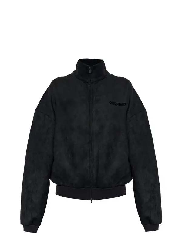 Fear Of God Faux Suede Zip-up Sweatshirt - Black