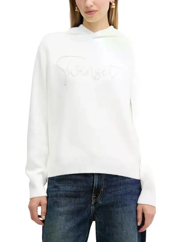 TWINSET Hoodie With Beaded Embellishments - White