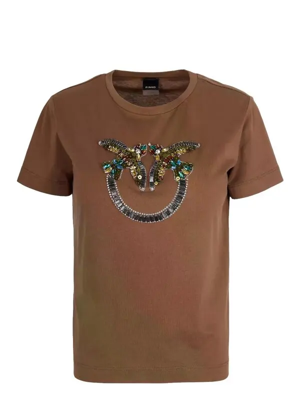 Pinko Rhinestone-embellished T-shirt - Brown