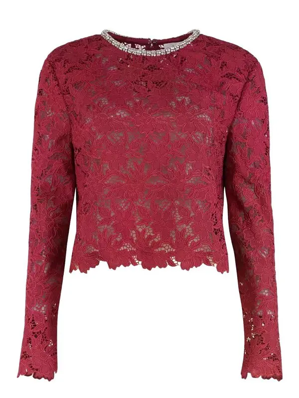 SELF-PORTRAIT Lace Top - Red