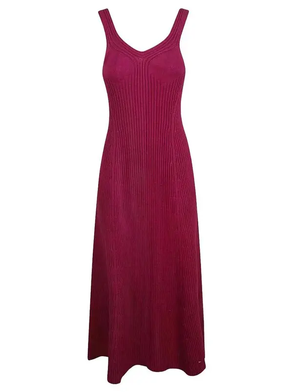 JIL SANDER V-neck Ribbed-knit Dress - Pink