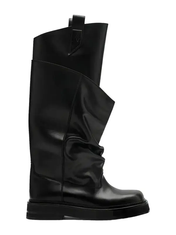 Attico Ruched Combat Boots - Black