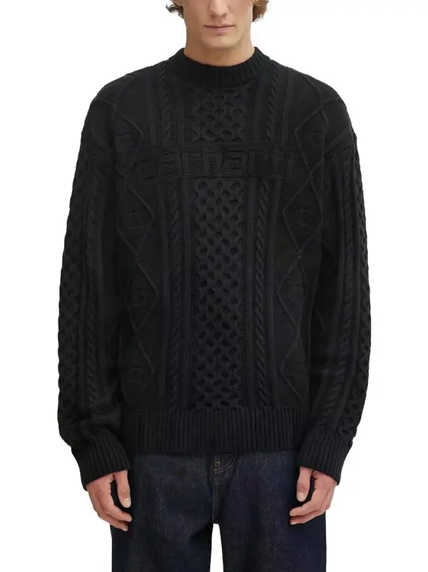 Carhartt Work In Progress Cable-knit Logo Sweater - Black
