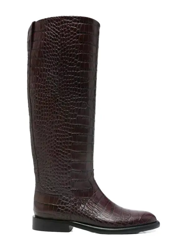 Paris Texas Montana Croc-effect Boots - Brown